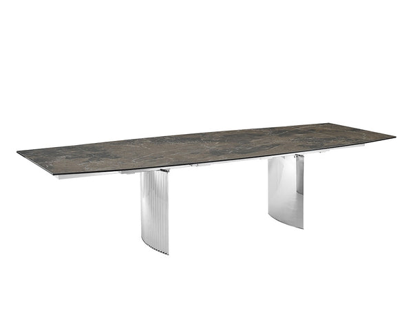 Allegra motorized dining table with stainless steel base and black-gold ...