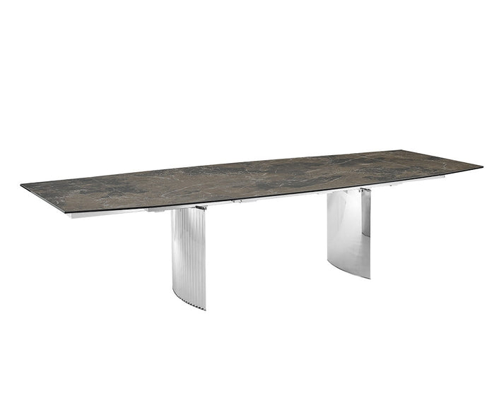 Allegra motorized dining table with stainless steel base and black-gold ...