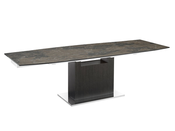 Olivia XL motorized dining table with gray oak base and rectangular ...