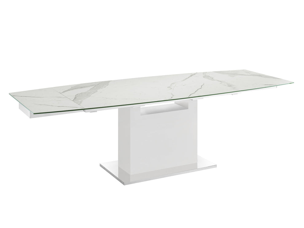 Olivia XL motorized dining table with white base and rectangular black ...