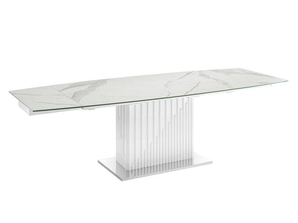 Moon XL motorized dining table with white base and rectangular black ...