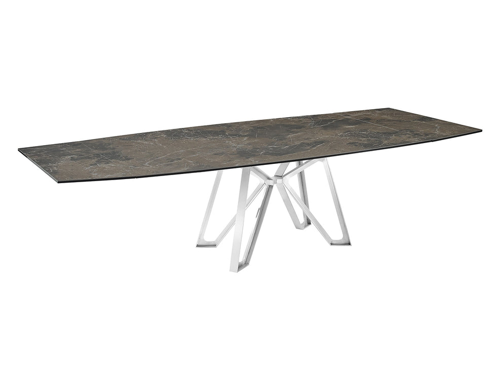 Dcota XL motorized dining table with brushed stainless steel base and ...